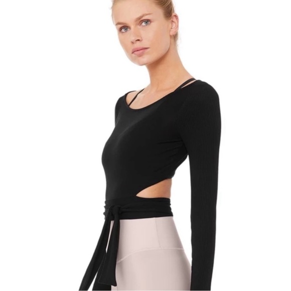 ALO Yoga | Tops | Alo Yoga Black Wrap Top | Poshmark